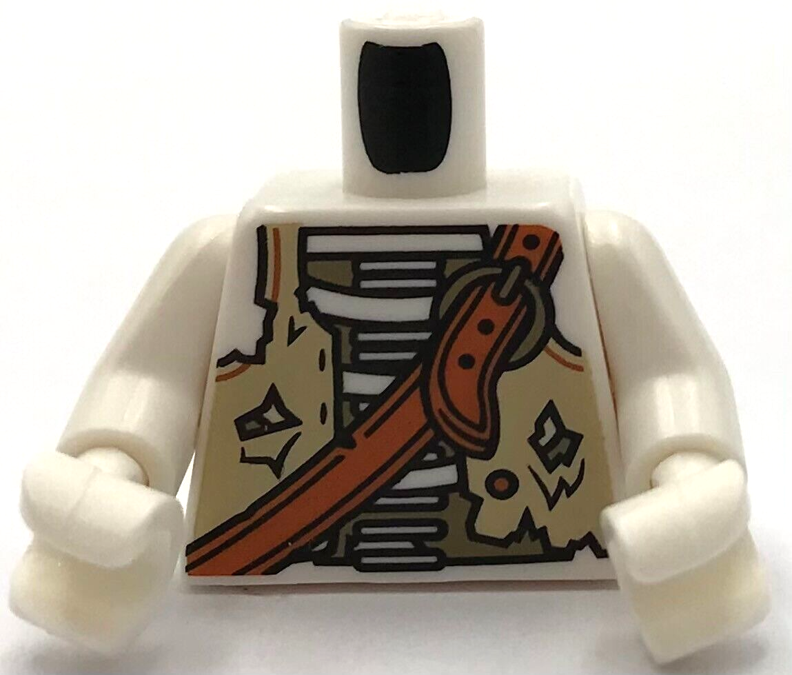 Lego New White Minifigure Torso Skeleton Pirate Tan and Dark Tan ...