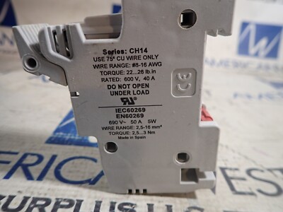 Bussmann CH141D 40 amp 1 pole Fuse Holder 600v CH14 | eBay