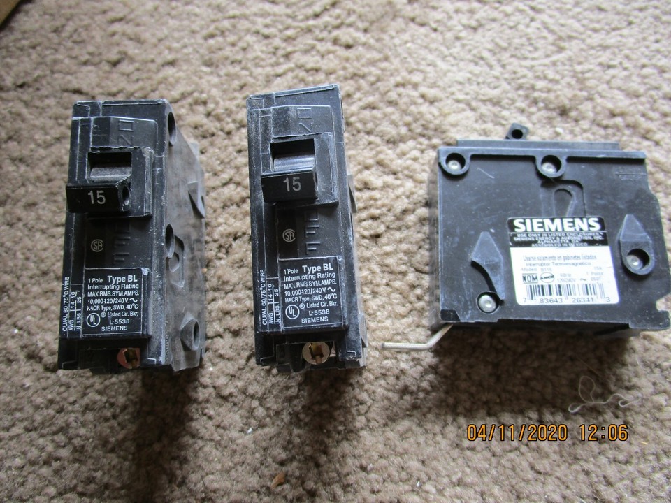Siemens ITE Gould B115 Type BL 15 Amp 1 Pole Bolt-on Circuit Breaker | eBay
