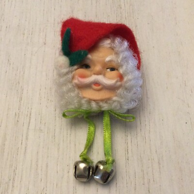 Vintage Estate Mid Century Modern Santa Face with Bells Brooch | eBay
