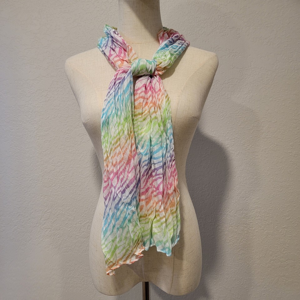 Cotton Scarf Multicolor/Pastel Pattern - 9x60 Inches. Excellent ...