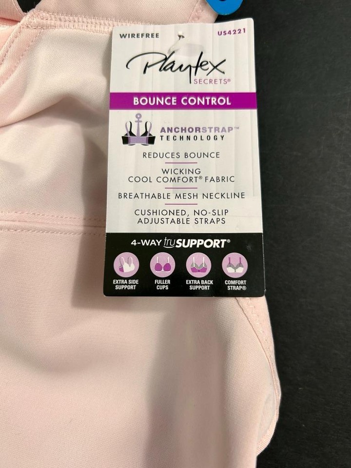 Playtex Secrets bra Bounce Control size 46DDD 48DDD 50DDD wireless 4221 ...