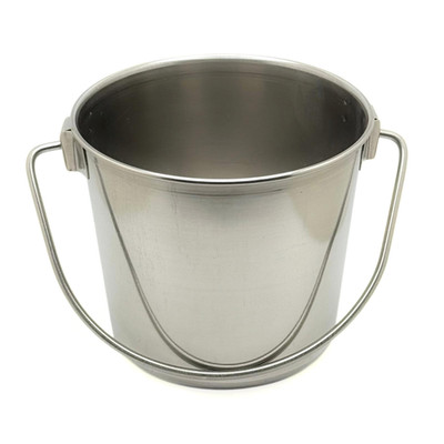 Stainless Steel Bucket Pail 1 Qt Dog Food Water Kennel Farm Heavy Duty ...