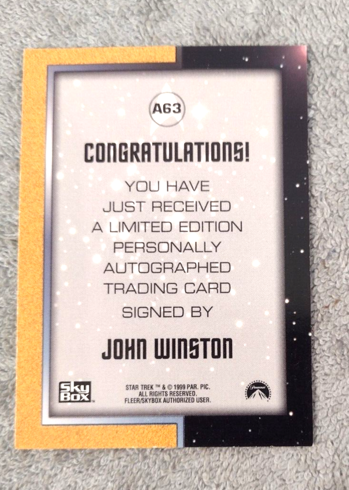 Star Trek John Winston Ensign Kyle Autographed Card/Sky Box/1999/Fleer ...