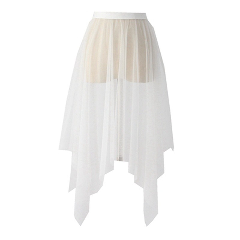 Lady Sexy Mesh Sheer Skirt See Through Tutu Tulle Elastic Waist Midi ...