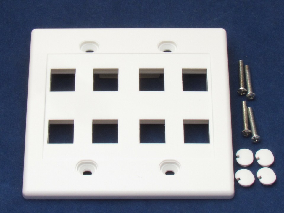 8 Port Keystone Jack RJ45 CAT5 CAT5e CAT6 Network Faceplate Wall Plate ...