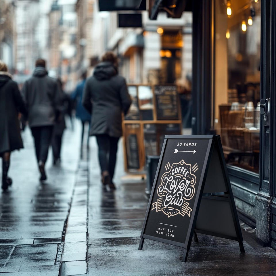 T-SIGN Outdoor A-Frame Sidewalk Sign 22x28 Inch Sandwich Board, Black ...