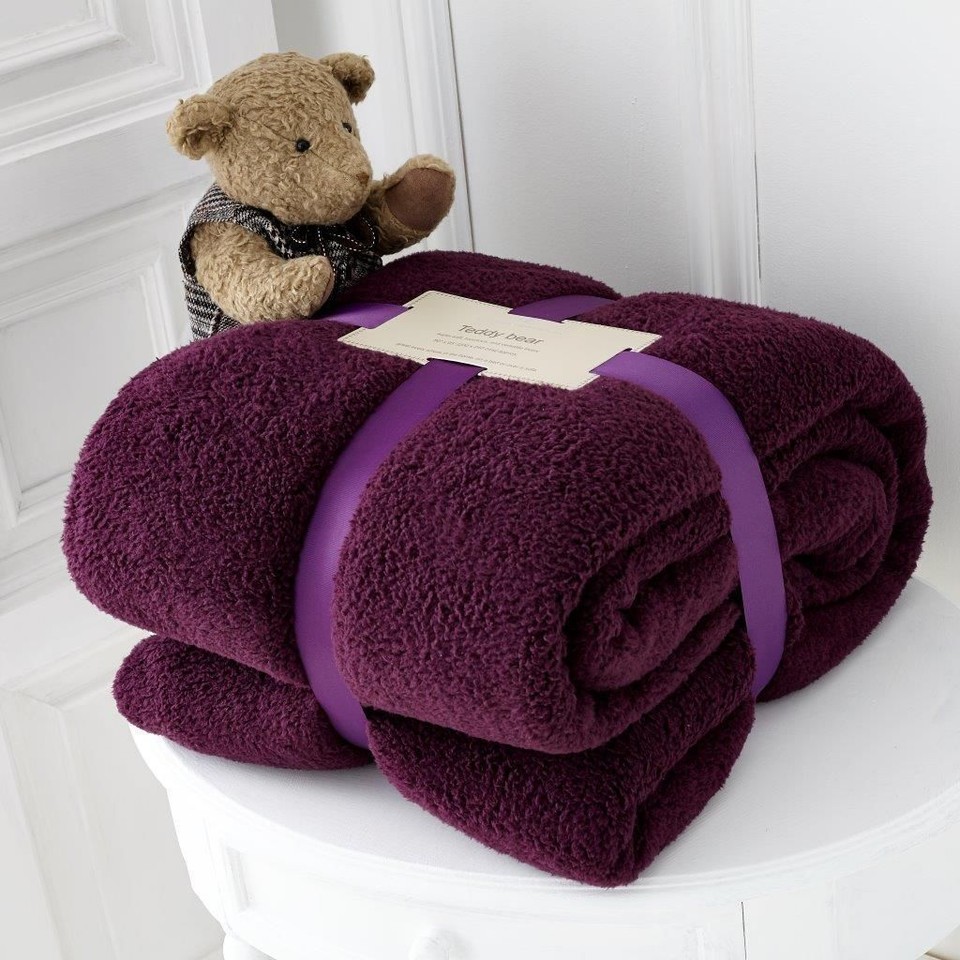 Teddy Bear Throw Super Soft Fleece Blanket Throw Sofa Bed Couch Luxury ...