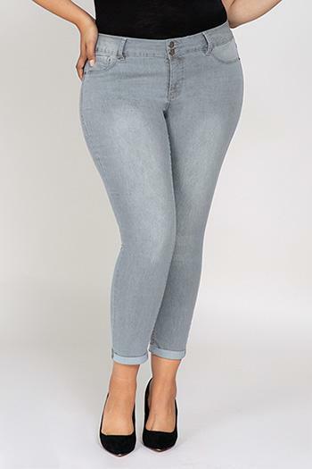 Women's Double Button Super Soft Ankle Jeans with Rolled Cuff - Plus ...