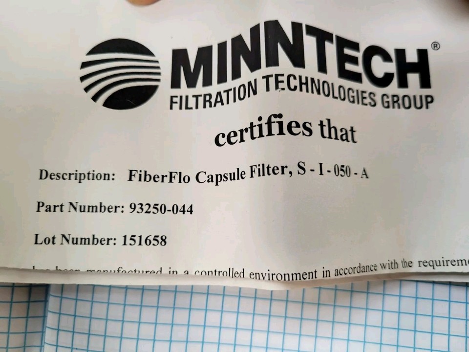 FiberFlo Membrane Filter 0.05 Micron 93250-044 Minntech Hallow Fiber ...