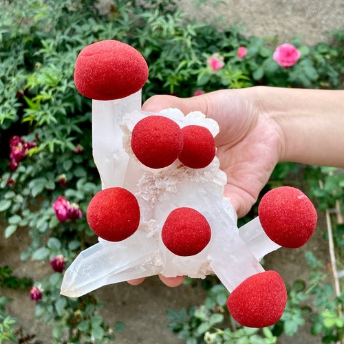 1.1LB Natural meteorite ball and white crystal cluster symbiotic sample ...