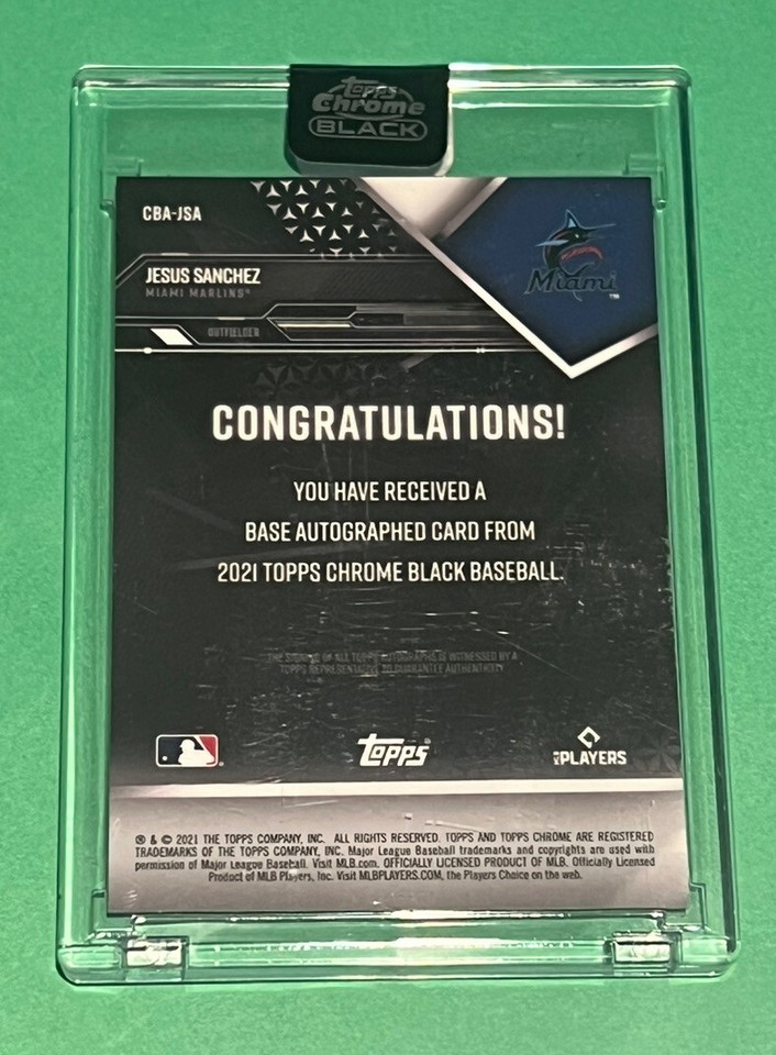 2021 Topps Chrome Black #CBA-JSA JESUS SANCHEZ ROOKIE AUTO UNCIRCULATED ...