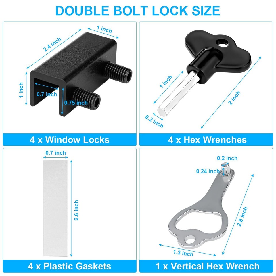 4 Pack Sliding Security Window Locks With Hex Keys 3 Inch Aluminum ...