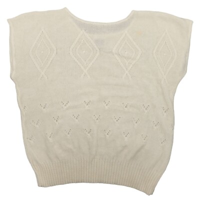 Women's Vintage Barry & Me Ivory Cream Sweater Blouse Short Sleeve M/L ...