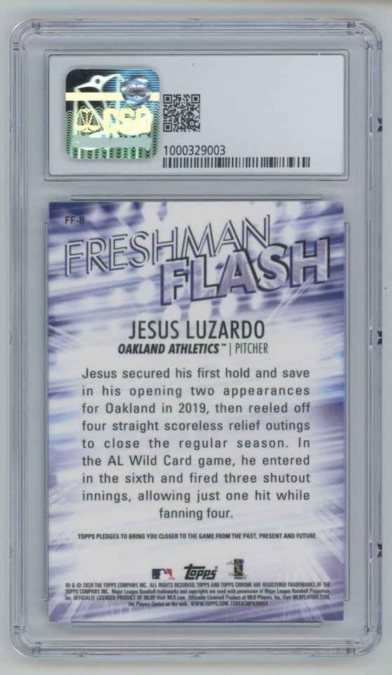 2020 Topps Chrome Freshman Flash Jesus Luzardo RC CSG 9 #FF-8 | eBay