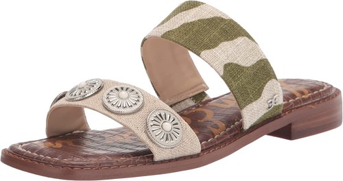 Sam Edelman Hera Soft Fern/Natural Slip On Open Toe Embellished Slides ...