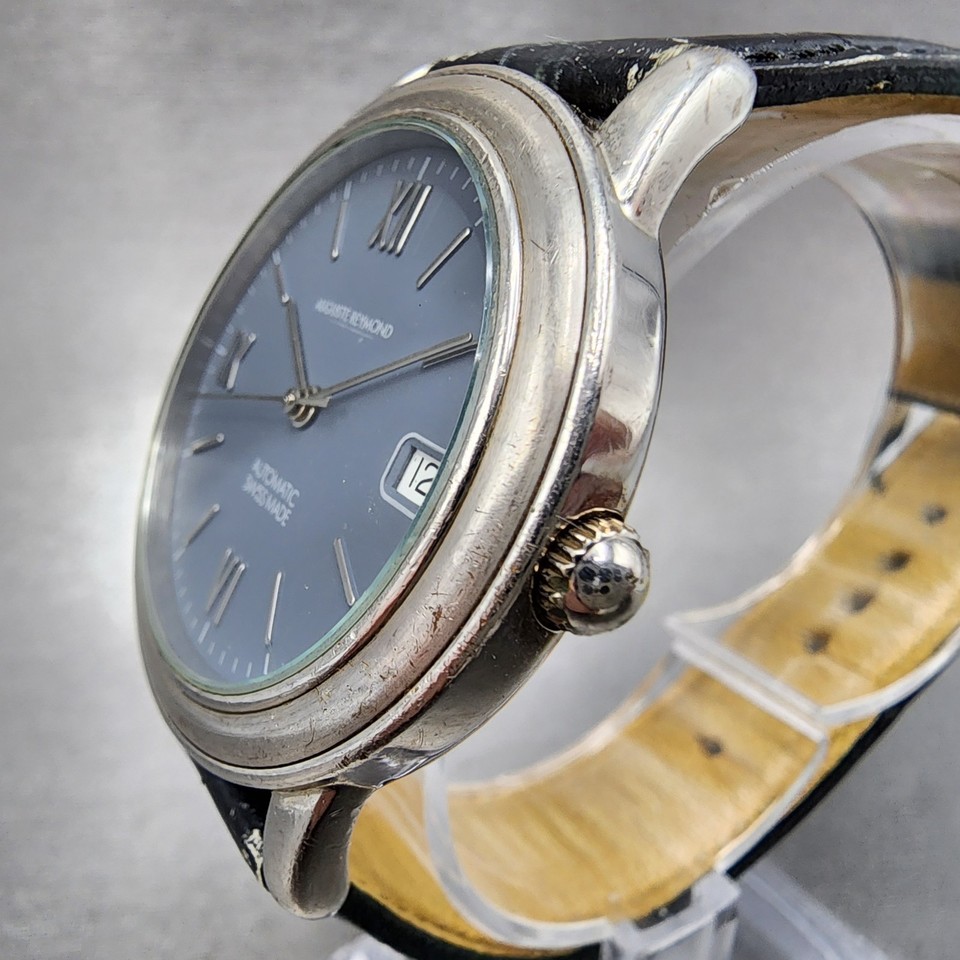 Auguste Reymond Automatic Watch Men 37mm Blue Dial Steel Date Round ...