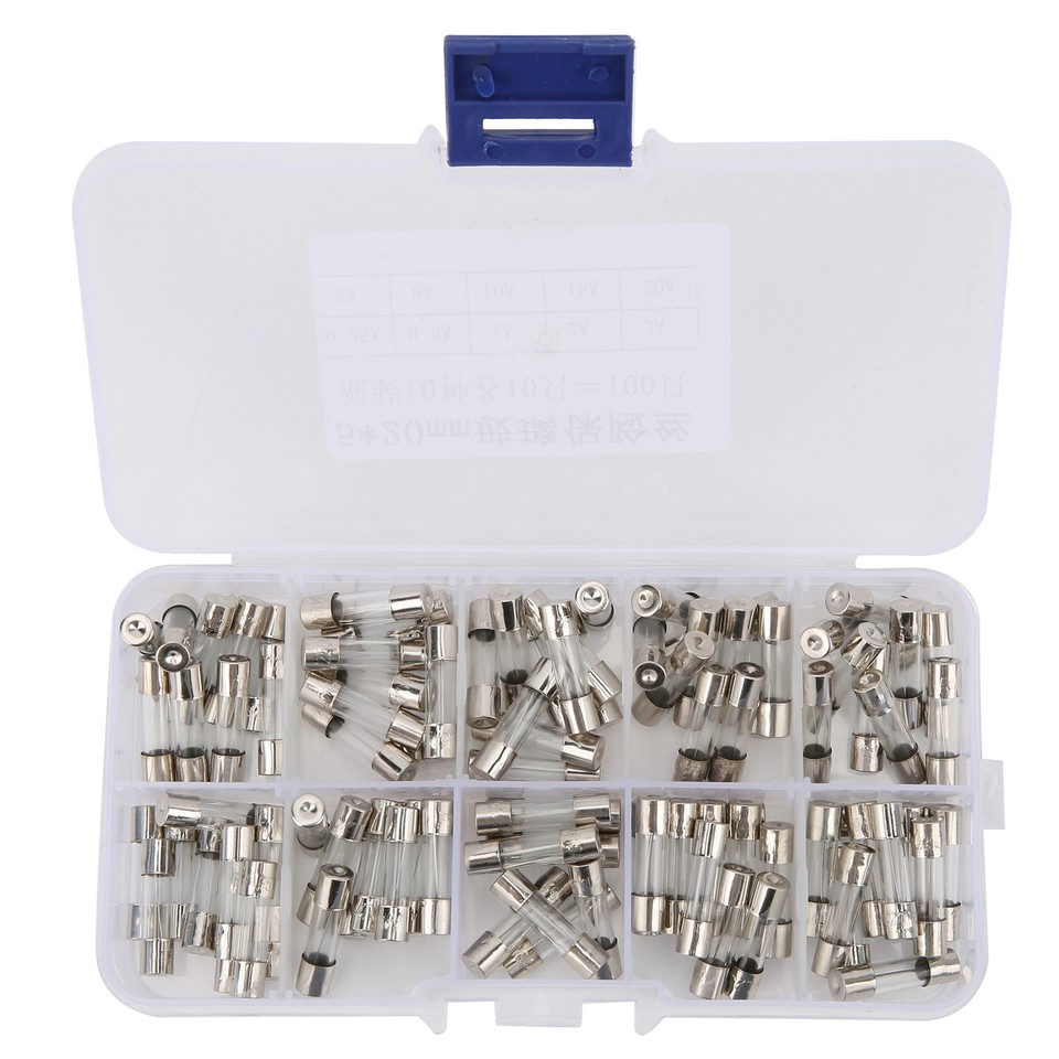 5x20mm 100 Pcs Glass Fuse FastBlow Glass Fuses Assorted Kit For Protect ...