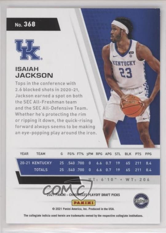 2021 Chronicles Draft Picks Playoff Red /149 Isaiah Jackson #368 Rookie ...
