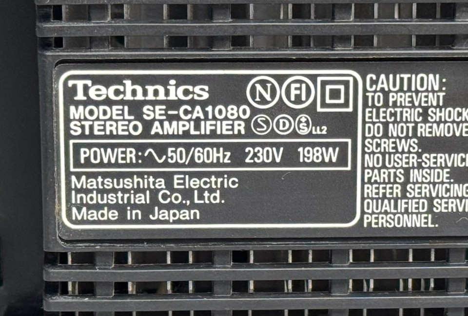 Amplificateur Technics SE-CA1080 STEREO AMPLIFIER Composant Hi Fi ...