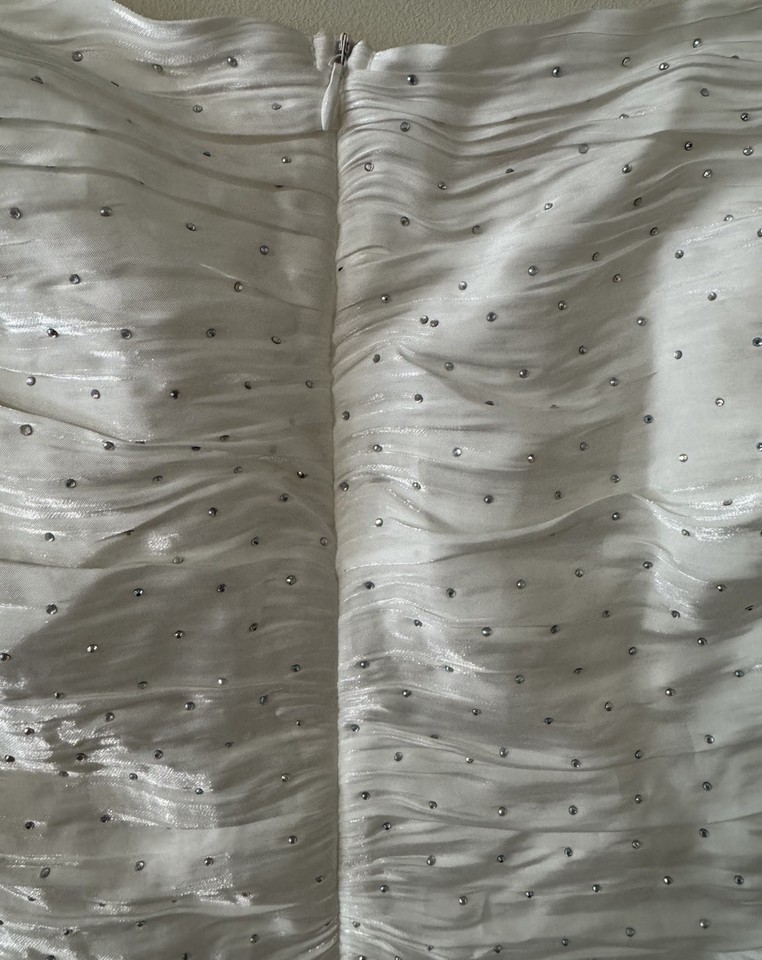 Mood X Miura Studio Mini Dress Size M White 3D Silver Rhinestones Dots ...