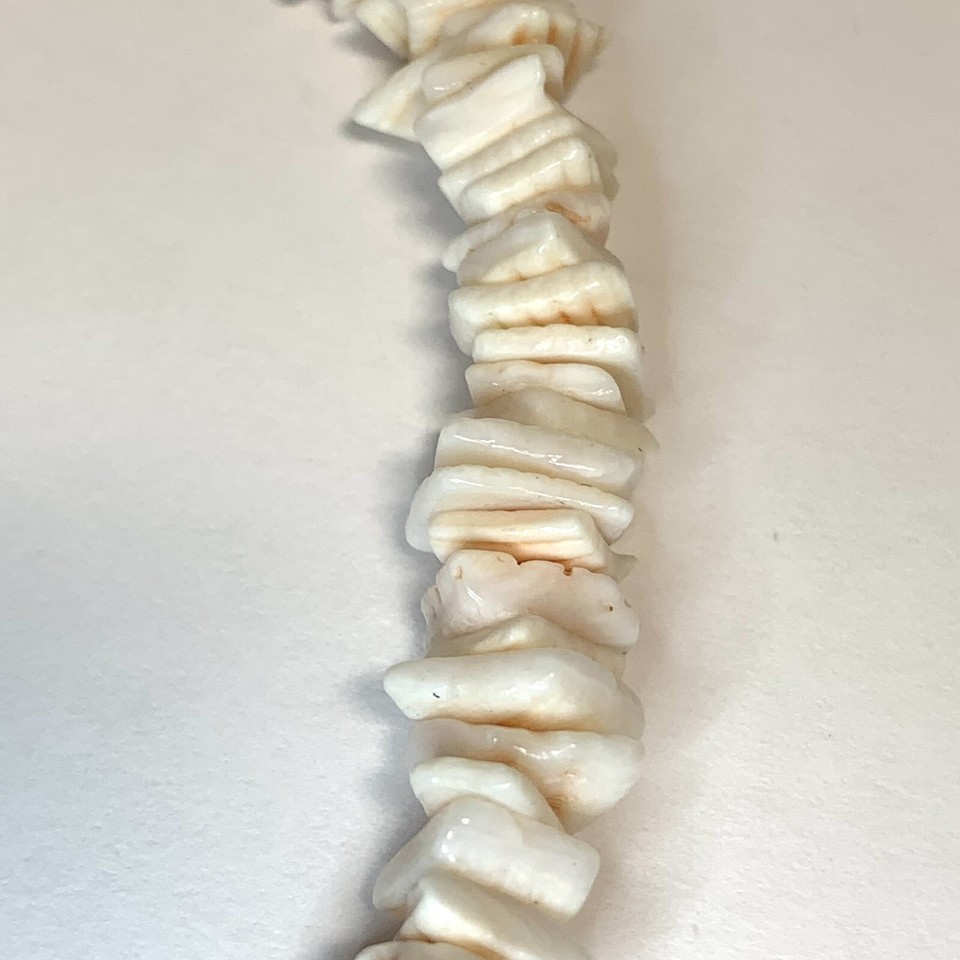 Vintage 70's Natural Pink Shell Necklace Heishi Stacked Shell Square ...