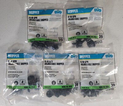 DIG Dripper 0-10 GPH Adjustable Flow Drip Irrigation B05B Poly Tubing 5 ...