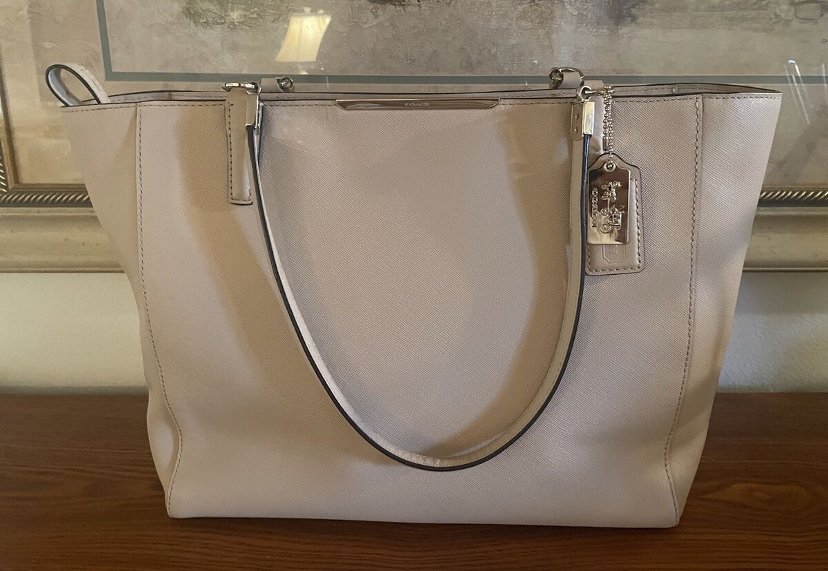 Coach Madison Saffiano Leather Tote, Tan Color L1305-29002 Coach Madison Saffiano Leather Tote, Tan Color L1305-29002