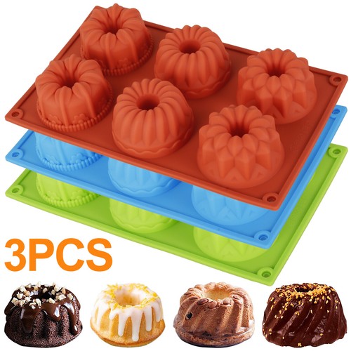 3pcs Silicone Donut Pan Mold Mini Non-Stick Doughnut Cake Bagel Baking ...