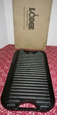 Vintage LODGE Pro-Grid PG612 Cast Iron Griddle / Grill Pan Reversable ...