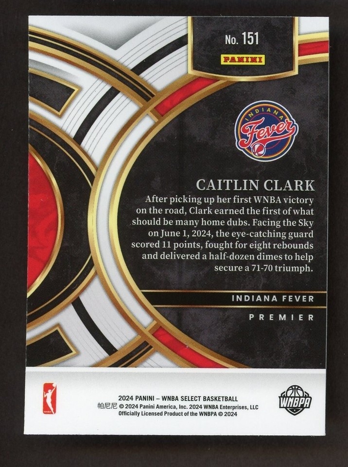 2024 Panini Select WNBA Caitlin Clark Premier Rookie RC #151 | eBay