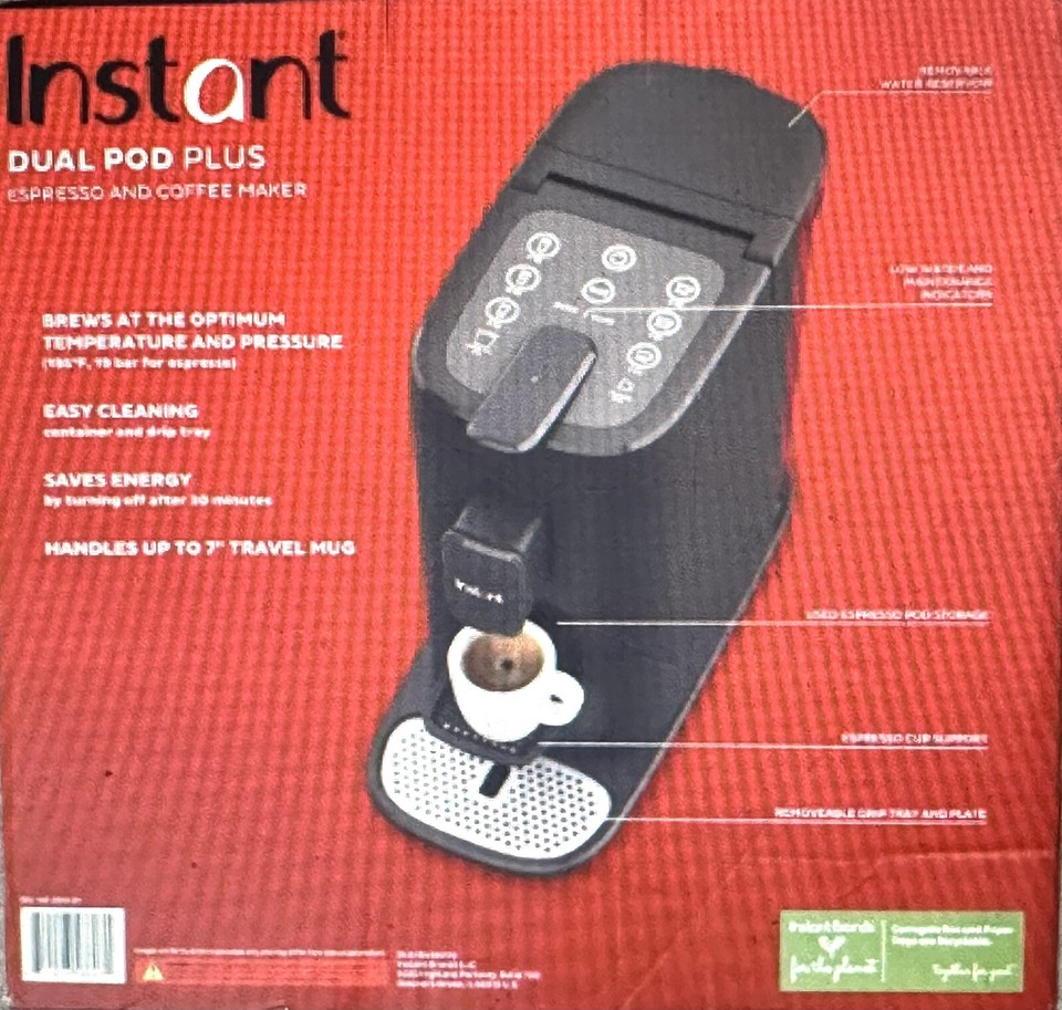 NEW Instant Pot Dual Pod Plus 3-in-1 Coffee Maker with Espresso Machine ...