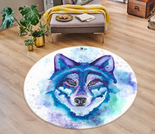3D Watercolor Blue Wolf NBC492730 Game Rug Mat Elegant Photo Carpet Mat ...