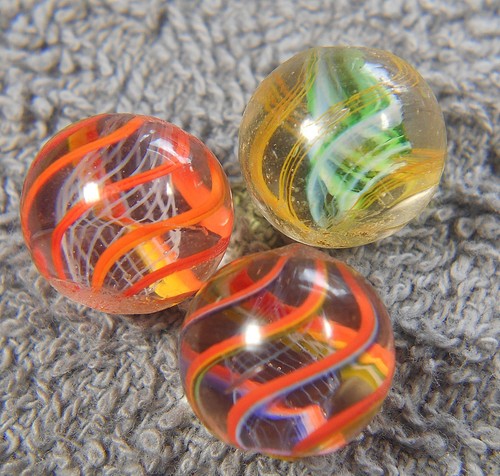 set of 3 HTF Vintage Bright English Style German Handmade marble ...