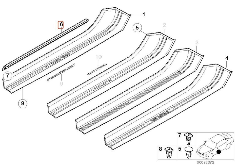 Genuine BMW E36 Z3 Door Sill Trim Plate BEIGE Single Piece Left or ...
