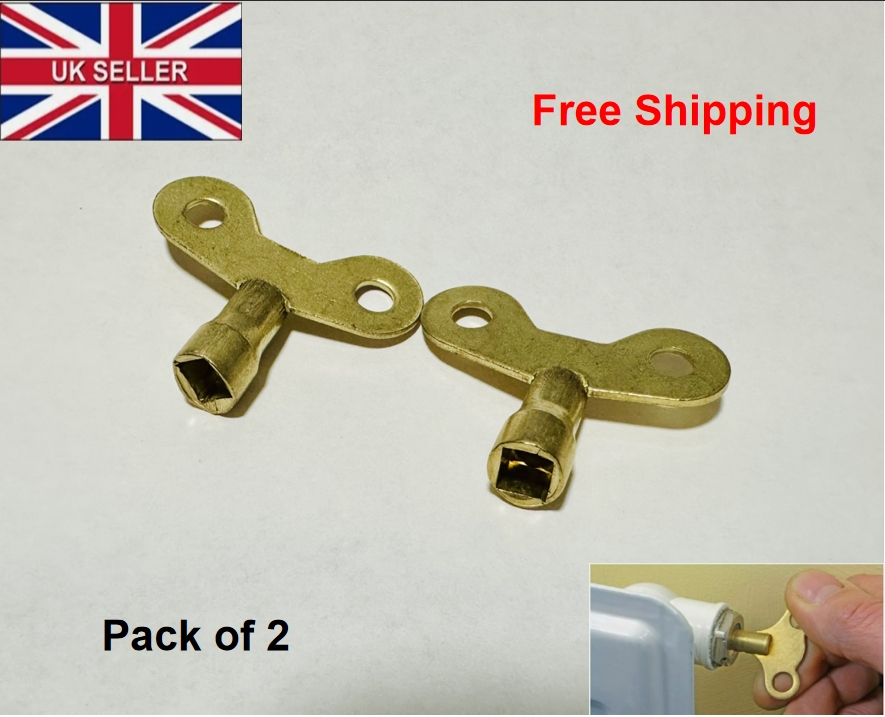 2 x Radiator Plumbing Bleed Bleeding Key Keys Solid Brass for Venting ...