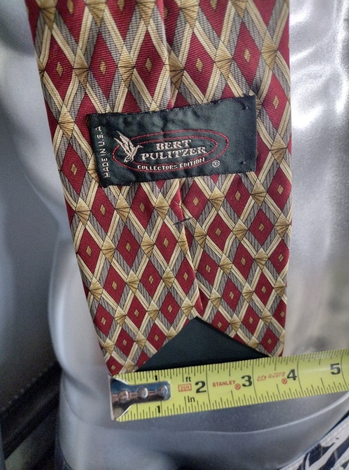 Bert Pulitzer Collectors Edition Tie Red With Diamonds Hand- made 100% Silk | eBay