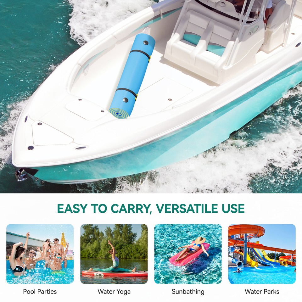 9 x 6 feet Floating Water Mat 3 Layer XPE Foam Water Pad for Pool Lakes ...