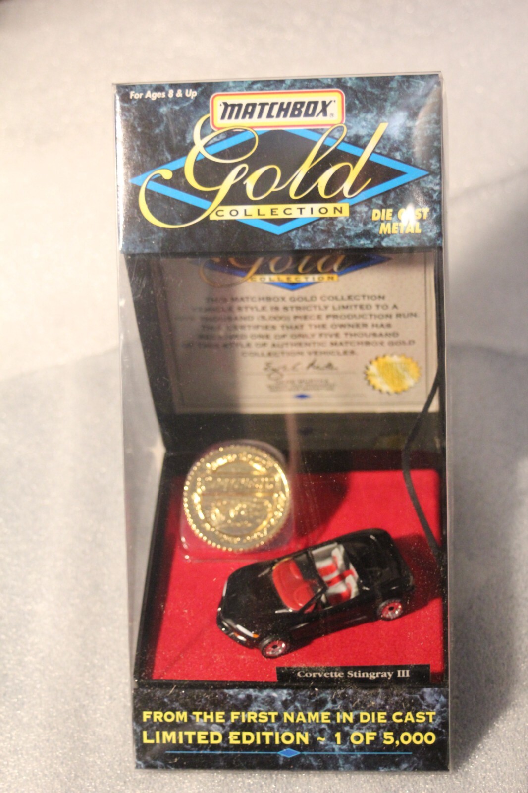 MINT VINTAGE 1996 MATCHBOX GOLD COLLECTION CORVETTE STINGRAY 1 OF 5000 ...