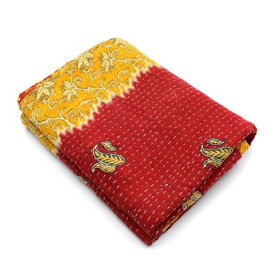 Vintage Kantha Quilt Indian Handmade Cotton Counterpane Blanket Throw ...