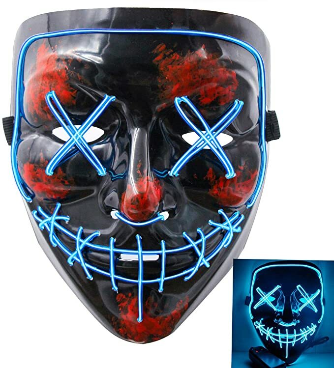 Halloween LED Glow Mask 3 Mode EL Wire Costume Clubbing Rave Cosplay ...
