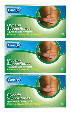 Care Glycerin Suppositories for Adults 4g x 12, Pack of 3 - (Glycerol ...