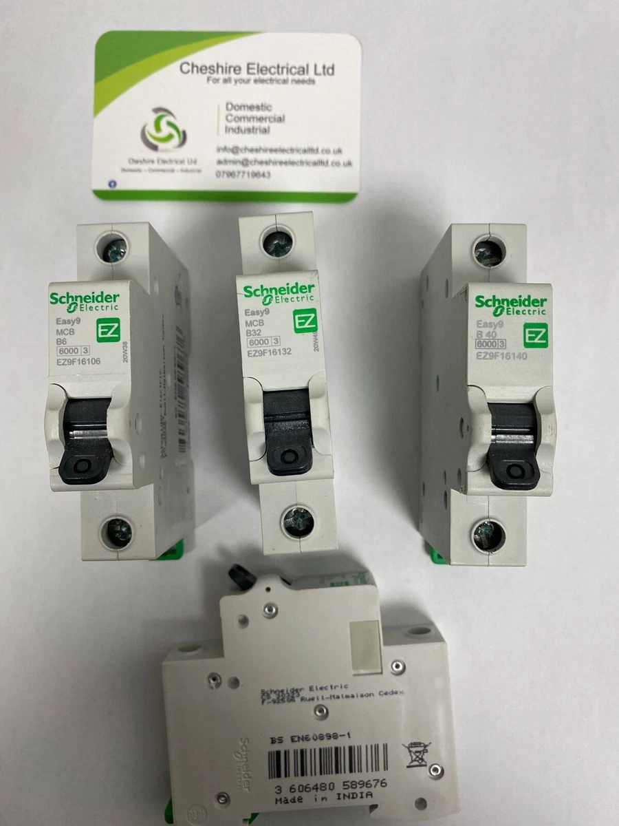 Schneider Easy9 Single Pole MCB, C Curve 6k, Rating From 6A, 54% OFF