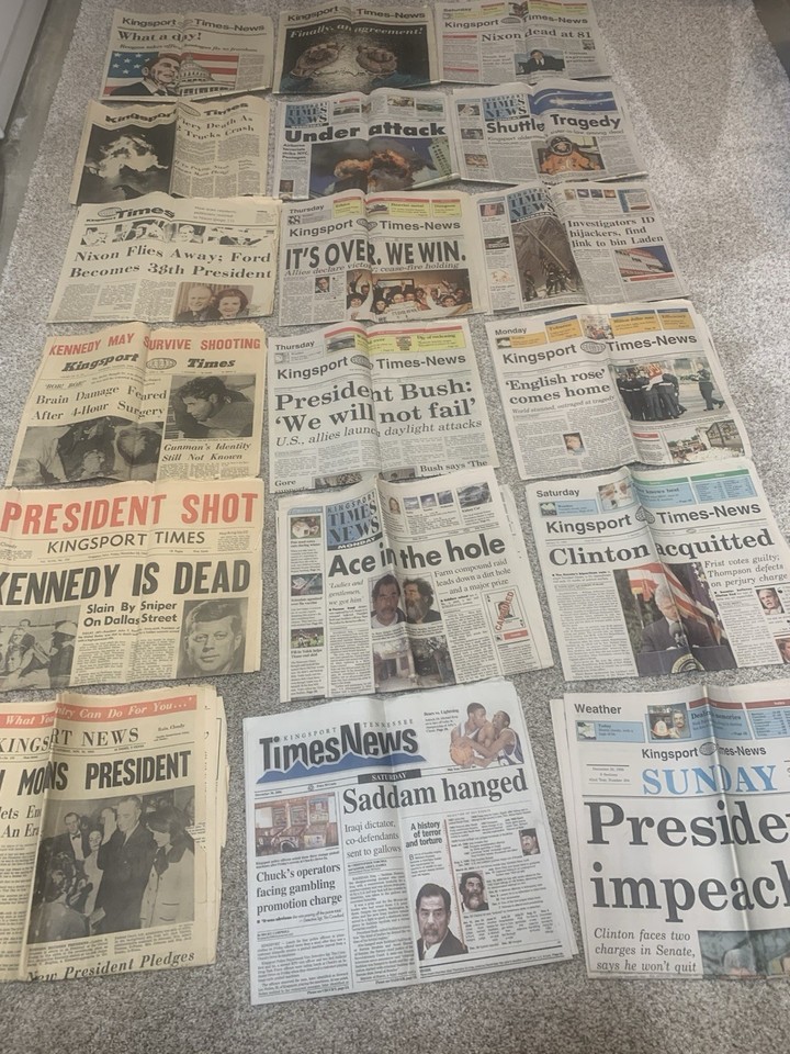 Lot Of Vintage Newspapers Reporting History Events As Far Back As 1960 ...
