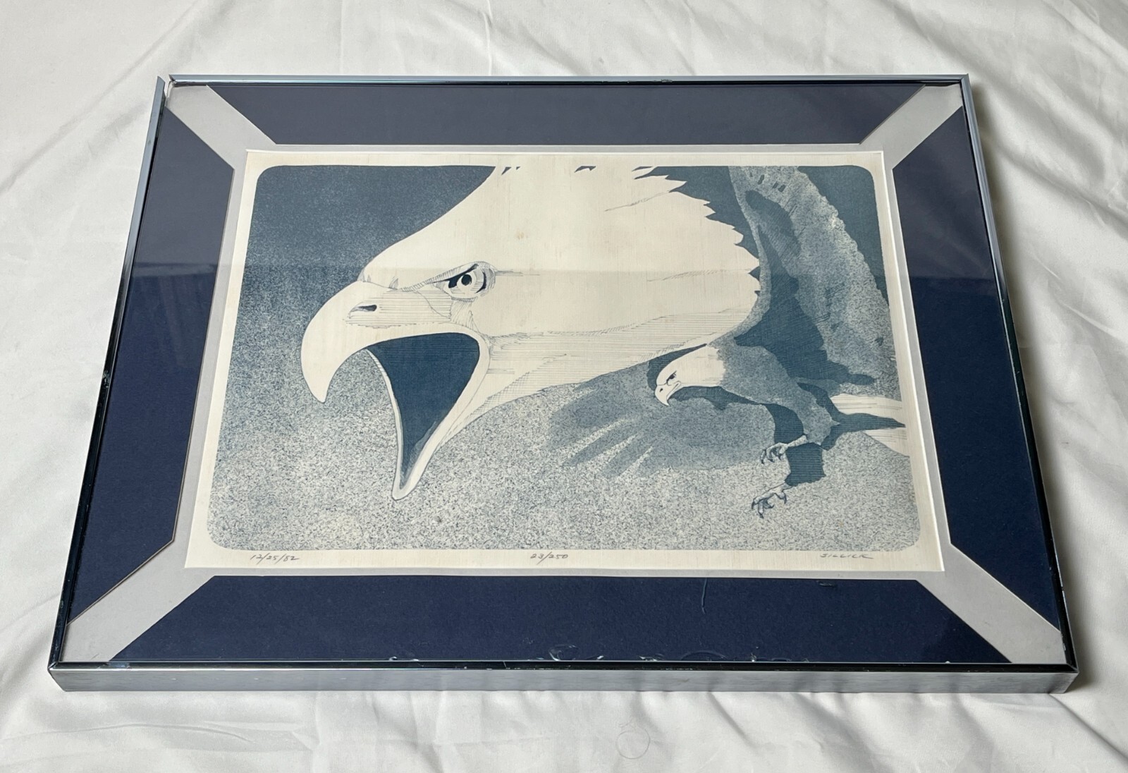 VTG Bald Eagle Lithograph ART PRINT - 1982 Matted Framed Numbered ...