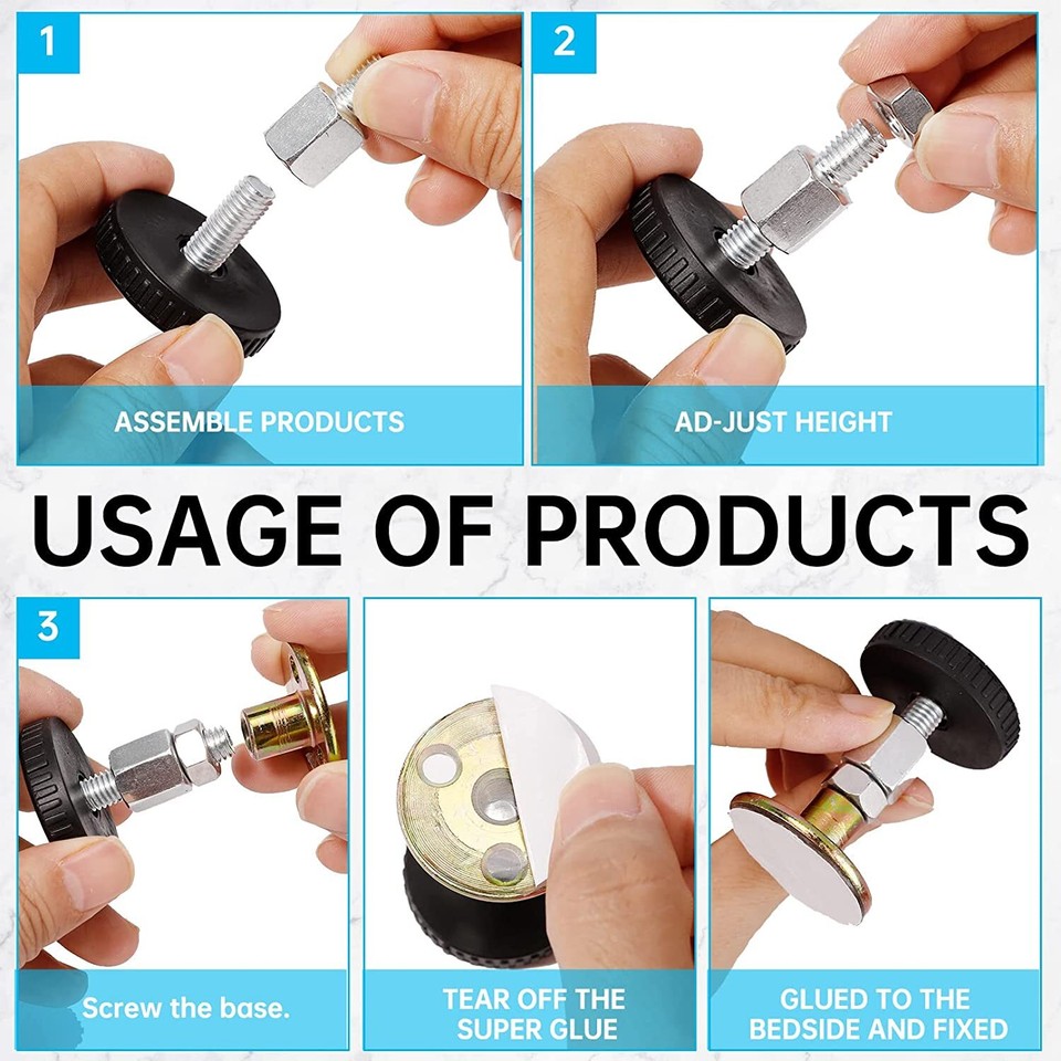 Adjustable Threaded Bed Frame Anti-Shake Stabilizer Tool Headboard ...