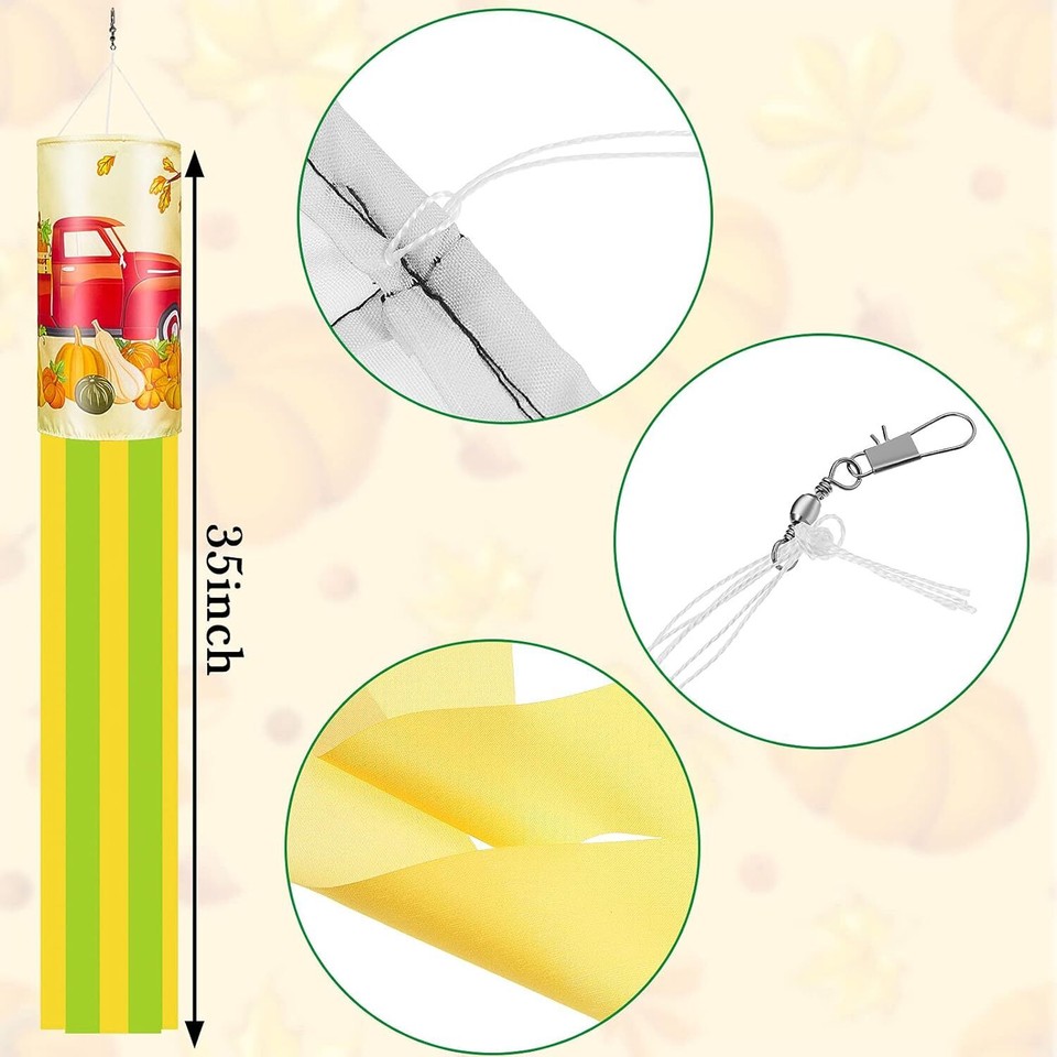4 Pieces Thanksgiving Fall Windsocks Turkey Pumpkin Maple Leaf Truck ...