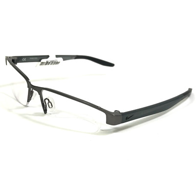 Nike Eyeglasses Frames 8138 071 Gunmetal Matte Clear Gray Half Rim 56 ...