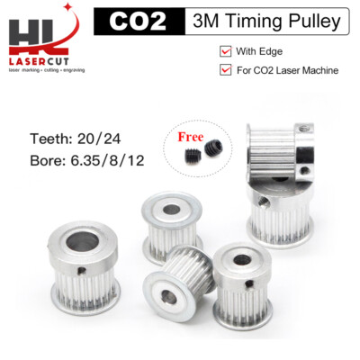 CO2 Laser Metal Parts Synchronous HTD 3M Gear Pulley 6.35/8/12mm for ...