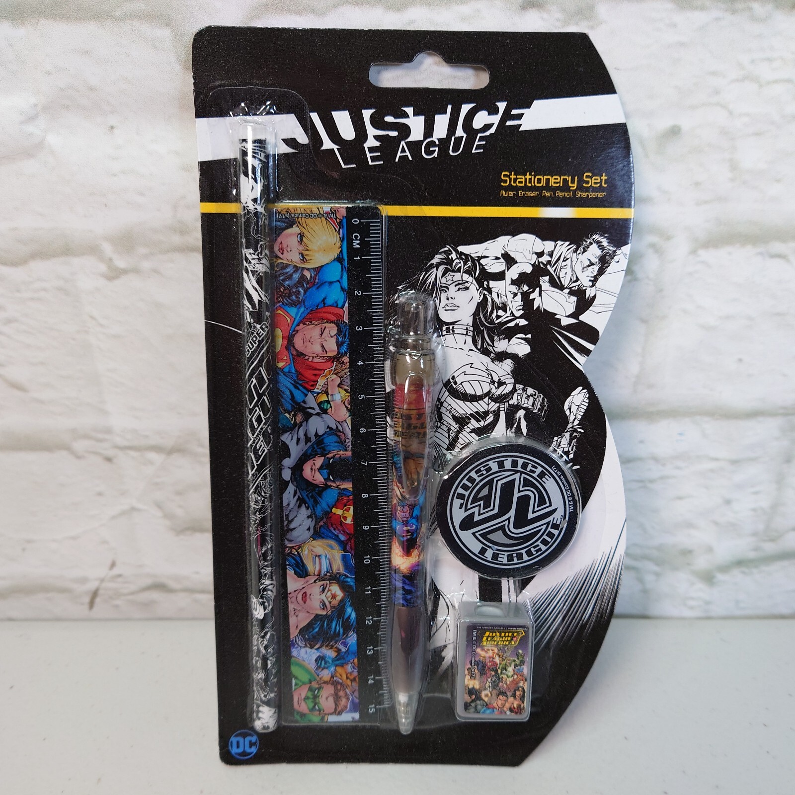 Justice League Stationery Set Pen Pencil Ruler Eraser Sharpener ...